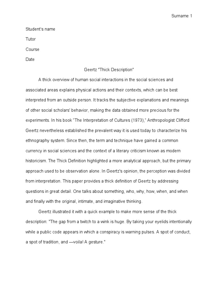 Geertz Thick Description | PDF | Ethnography | Academic Discipline ...