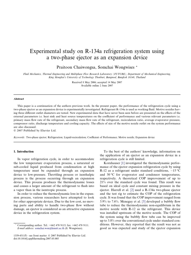 Ts-3 Experimental Study On R-134a Refrigeration System Using A Two ...