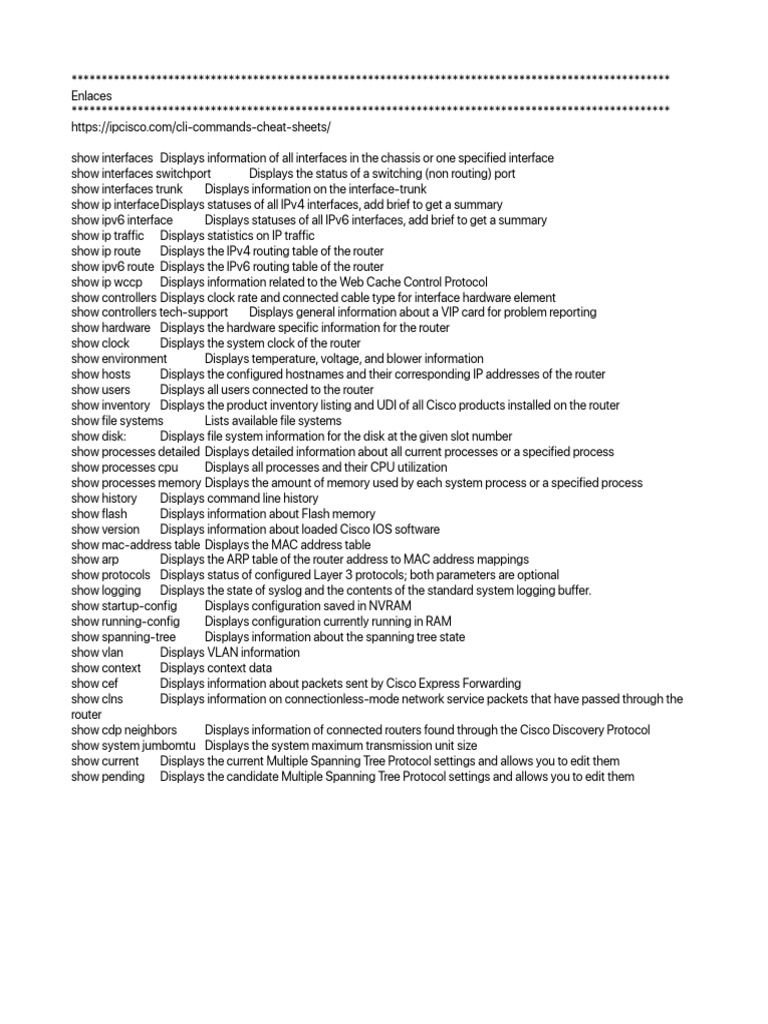Comandos CCNA | PDF | Router (Computing) | Internet Protocols