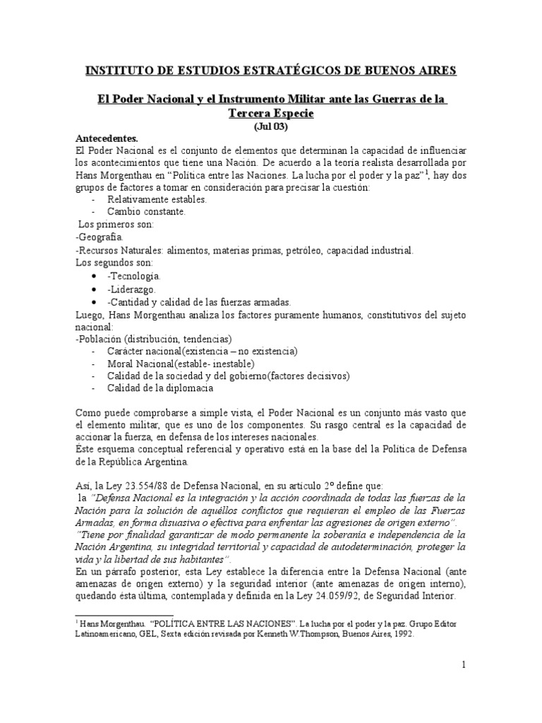 El Poder Nacional Instrumento Militar | PDF | Poder (social y político ...