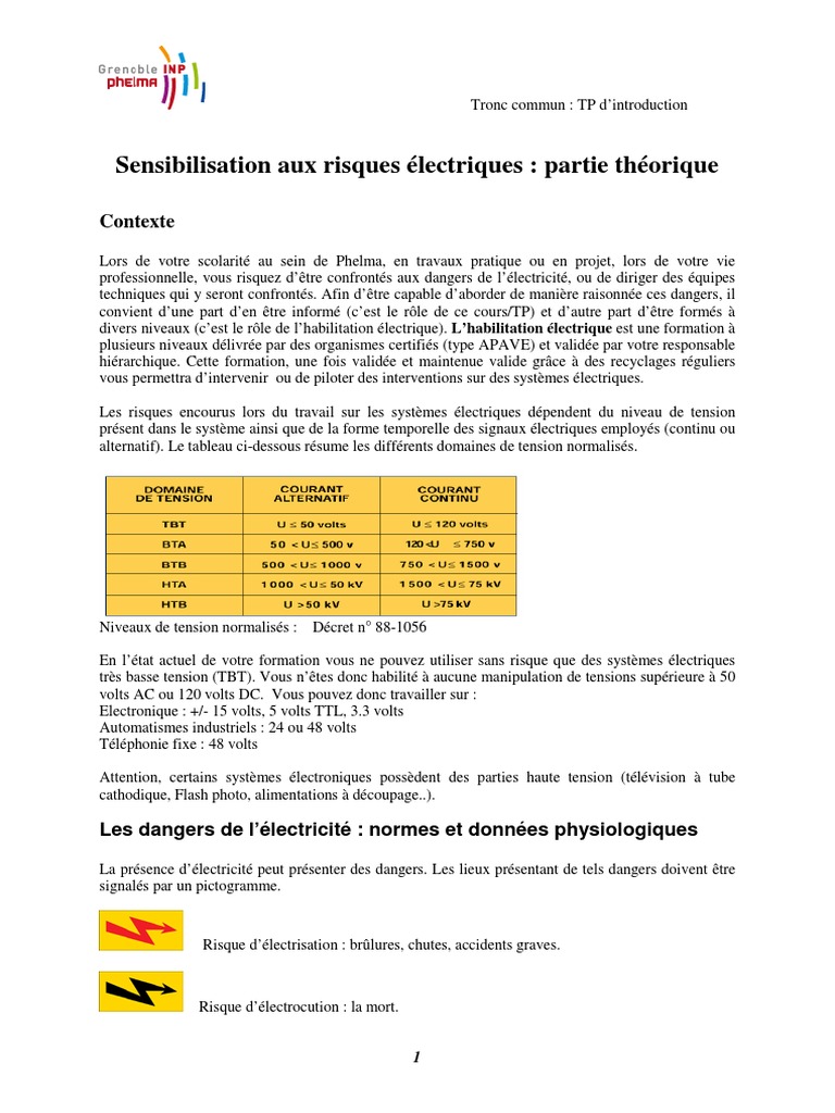 Sensibilisation aux Risques Électriques | PDF | Transformateur ...