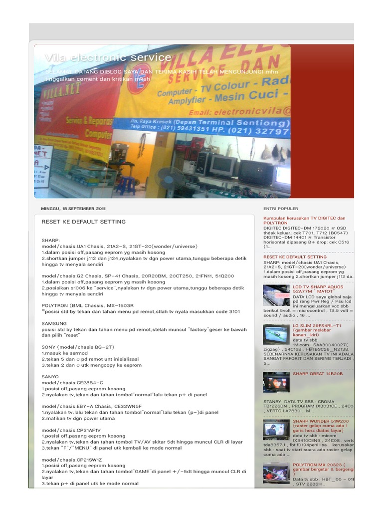 Reset Ke Default Setting - HTML | PDF