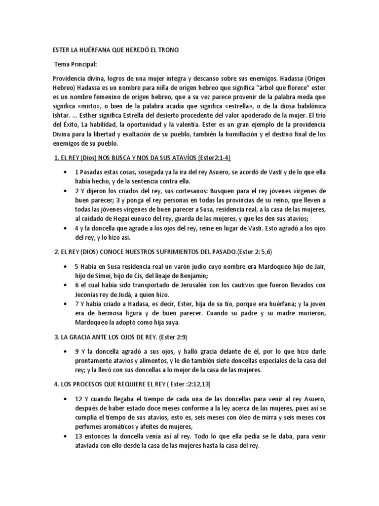 ESTER LA HUÉRFANA | PDF | Esther | Religión y creencia