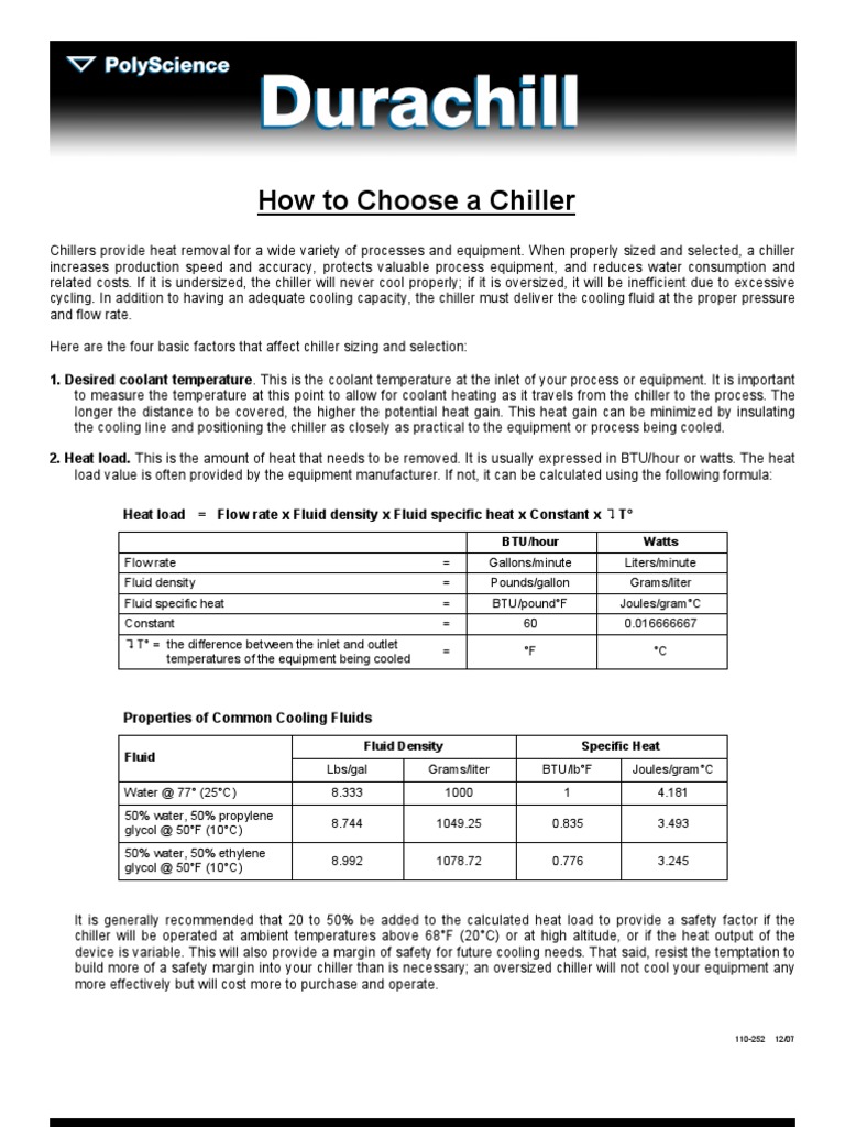 Chiller Selection | PDF | Heat Exchanger | Heat Transfer