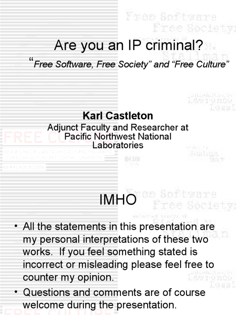 Are You An IP Criminal | PDF | Gnu | Free Software