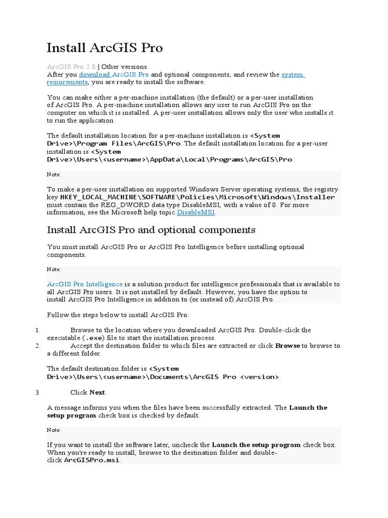 Install Arcgis Pro and Optional Components | PDF | Arc Gis ...