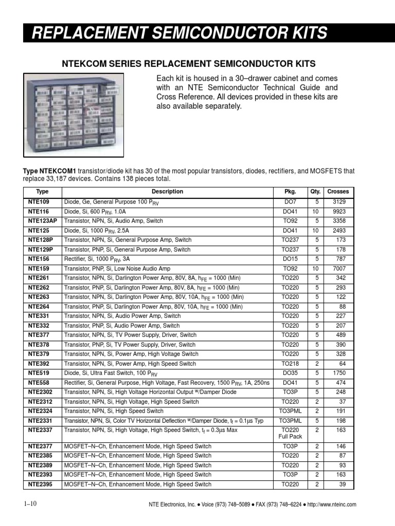 Ntekcom Series Replacement Semiconductor Kits | PDF | Bipolar Junction ...