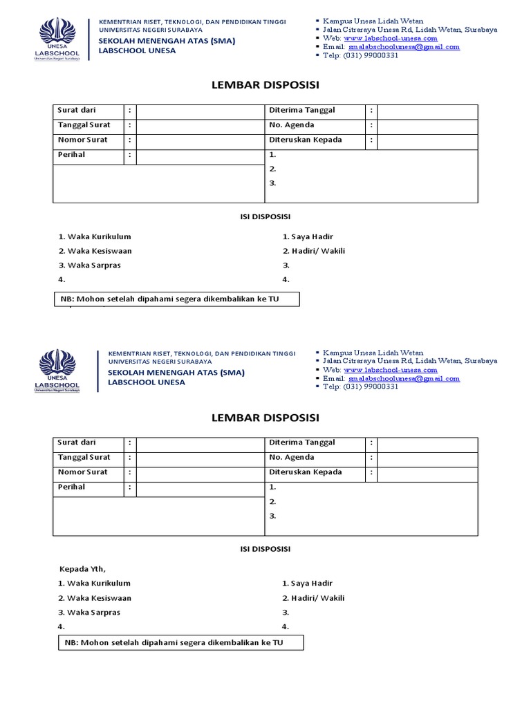 Lembar Disposisi | PDF