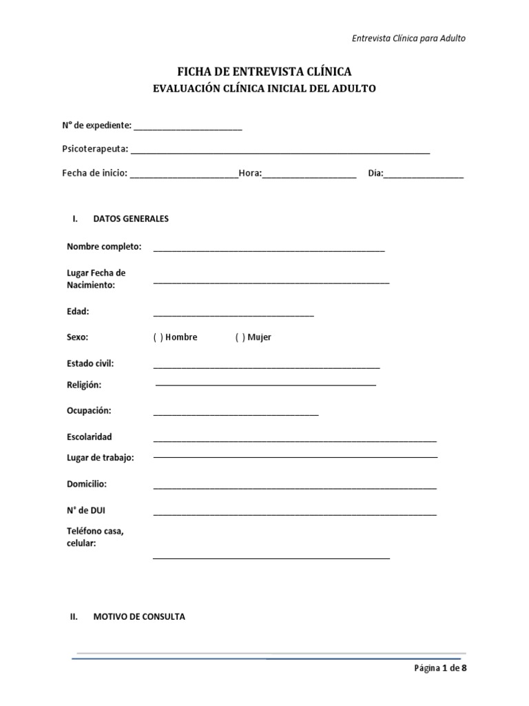 Ficha Paciente Adulto | PDF | Clínica | Adultos