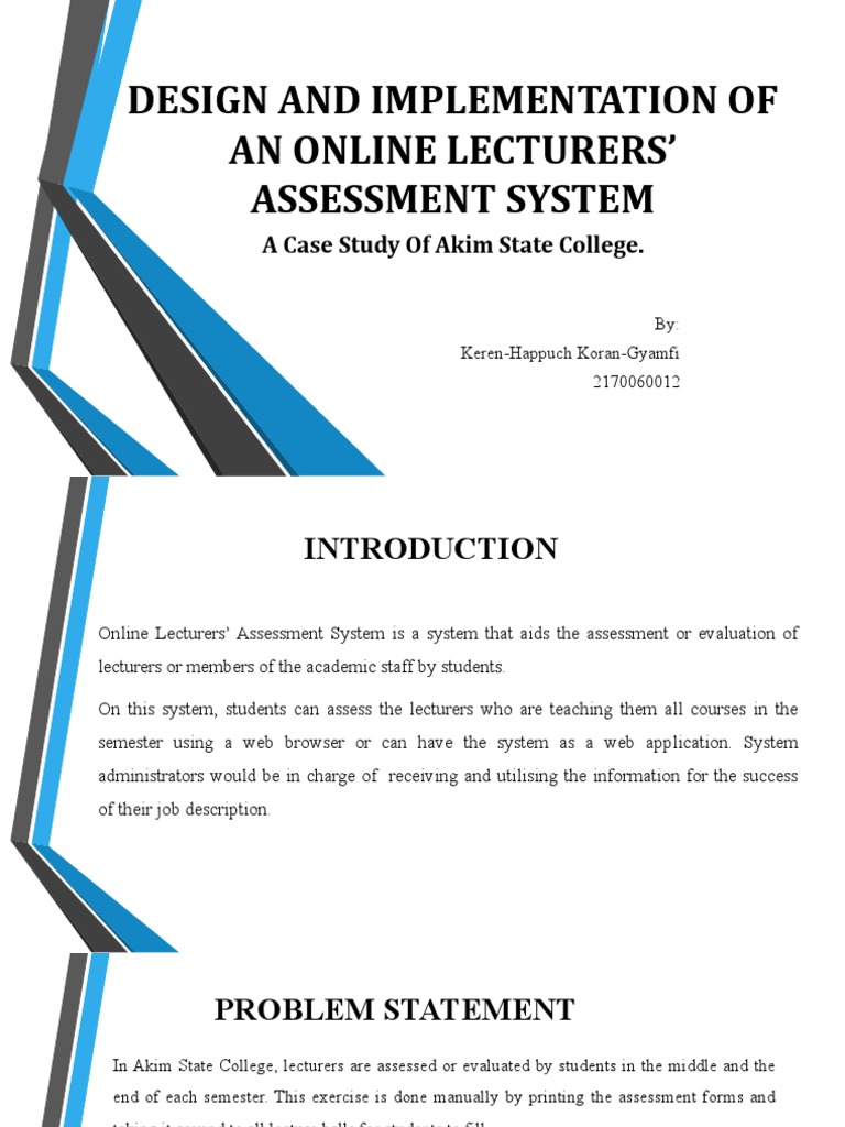 An Online Lecturers Assessment System | PDF | Lecturer | World Wide Web