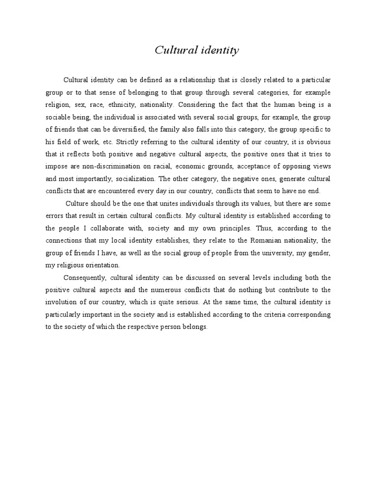 Cultural Identity | PDF | Social Science