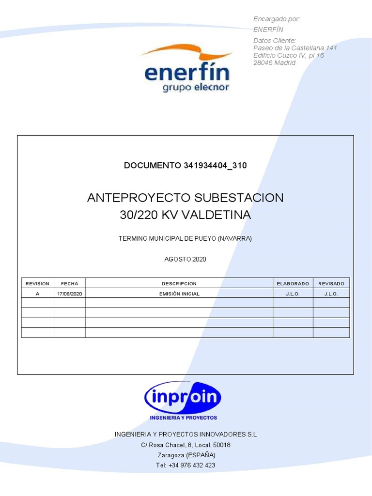 Elecnor - Anteproyecto Set Valdetina 30-220kv Compressed | PDF | Subestacion electrica ...