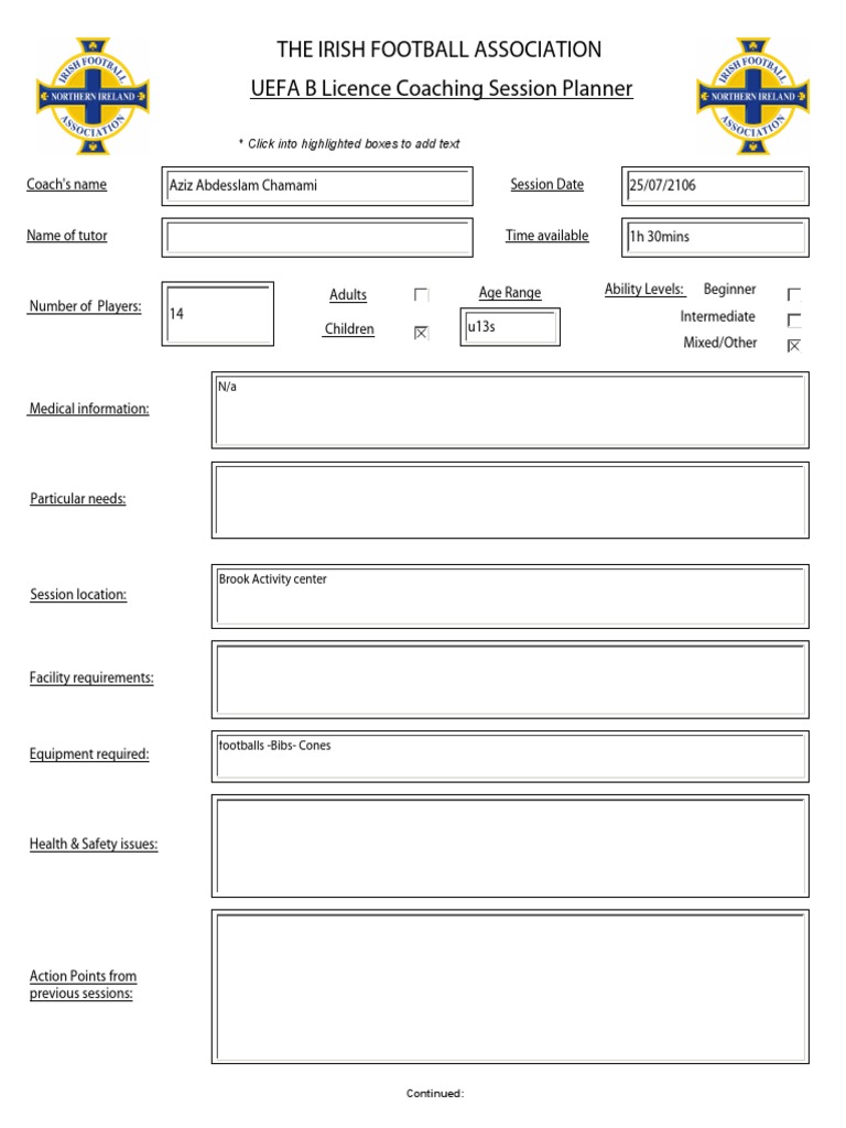 IFA Coaching Session Planner | Download Free PDF | Human Leg | Physical ...