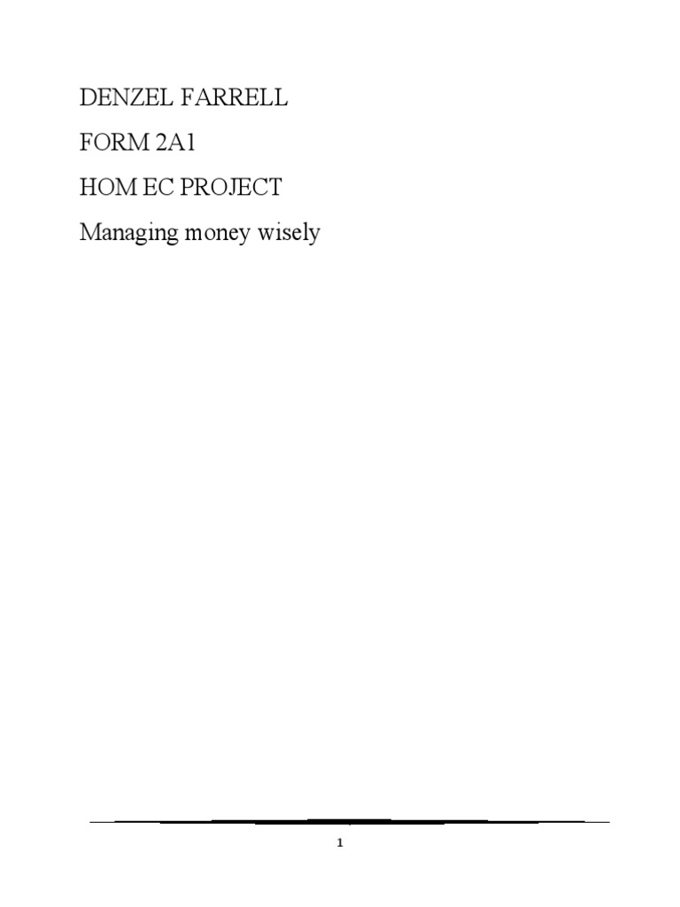 Denzel Farrell Form 2A1 Hom Ec Project Managing Money Wisely | PDF ...