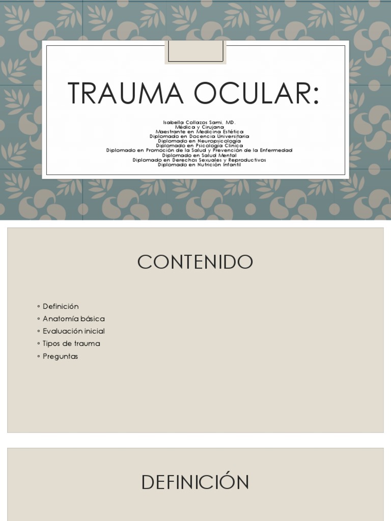 Trauma Ocular | PDF | Traumatologia | Emergencias Médicas