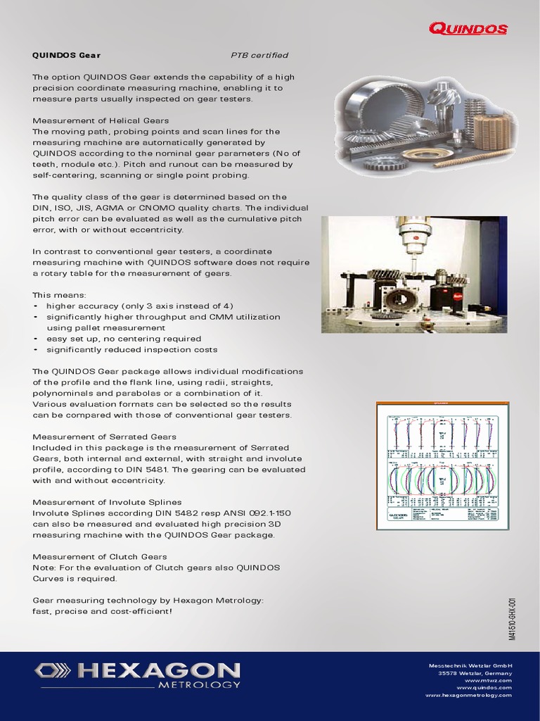 Quindos Gear PTB Certified: Messtechnik Wetzlar GMBH 35578 Wetzlar ...