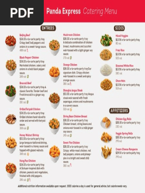 Panda Express Catering Menu Entrees Sides PDF Western Cuisine Regional Ethnic Food