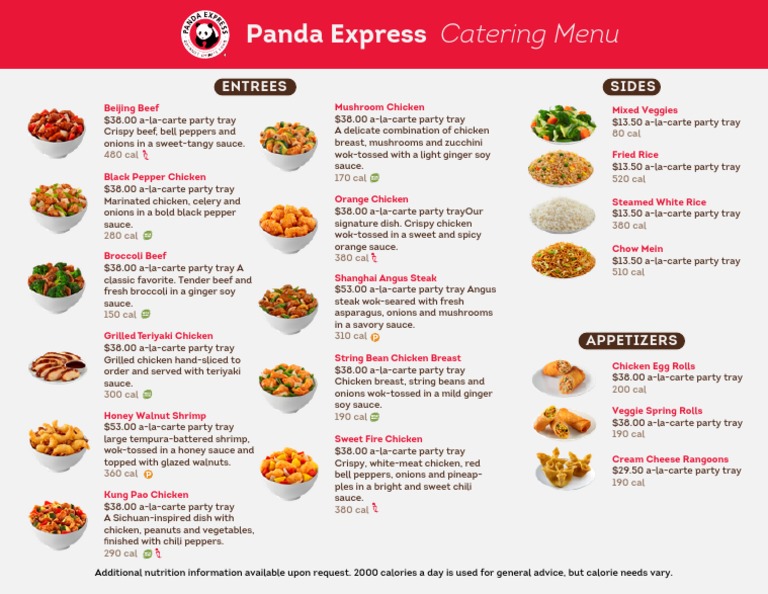 Panda Express Menu Pdf