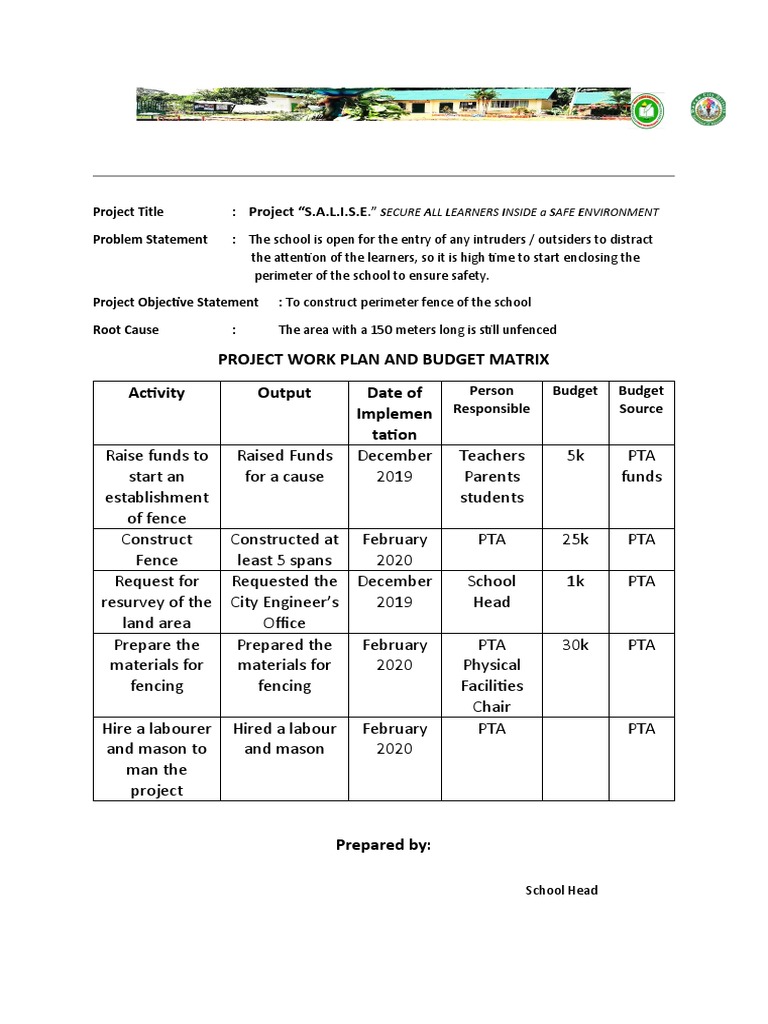 Project Work Plan and Budget Matrix | PDF