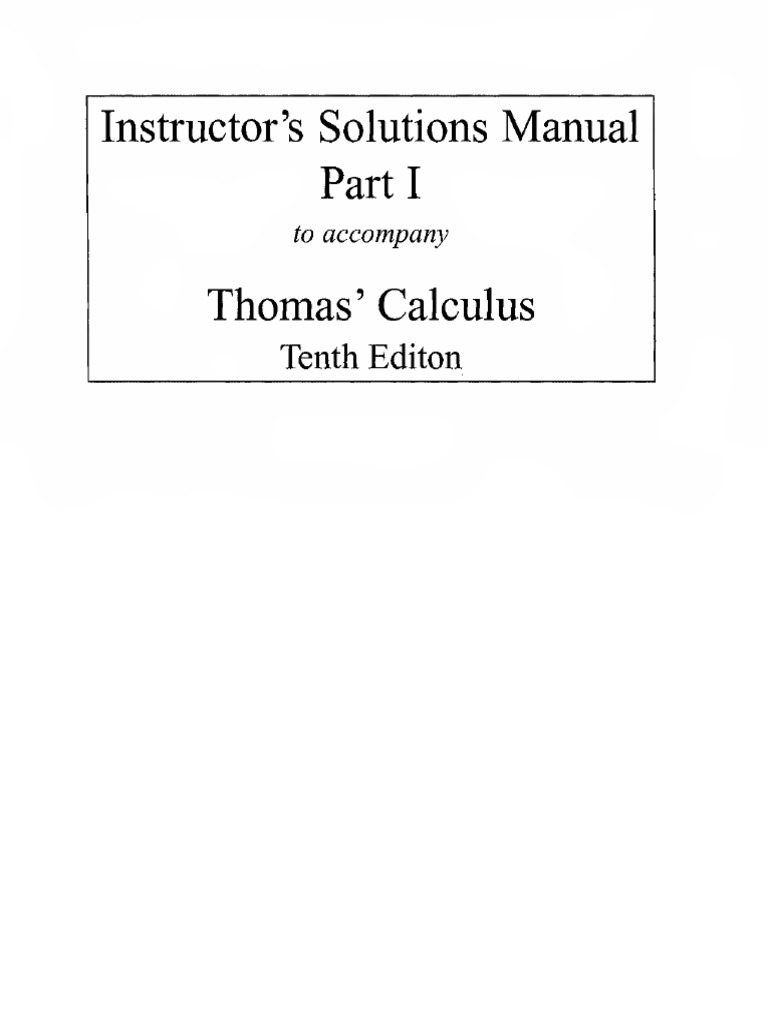 Calculus by Thomas Finney 10th Edition Solution Manual Part I - Text ...
