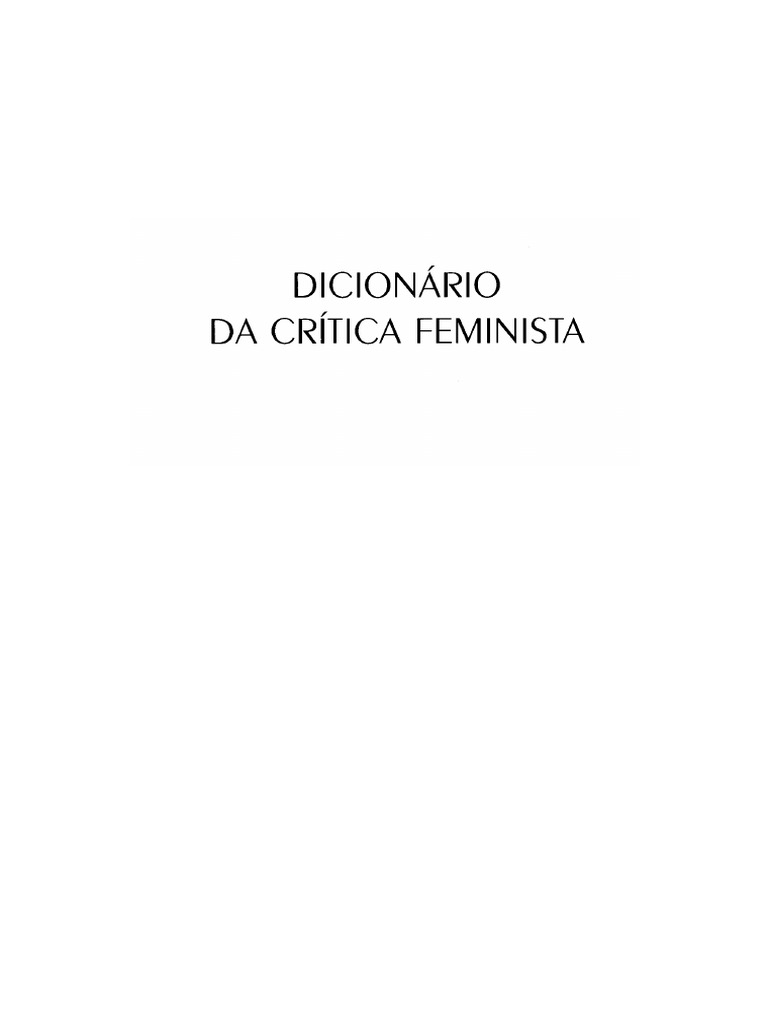Dicionário Da Crítica Feminista | PDF