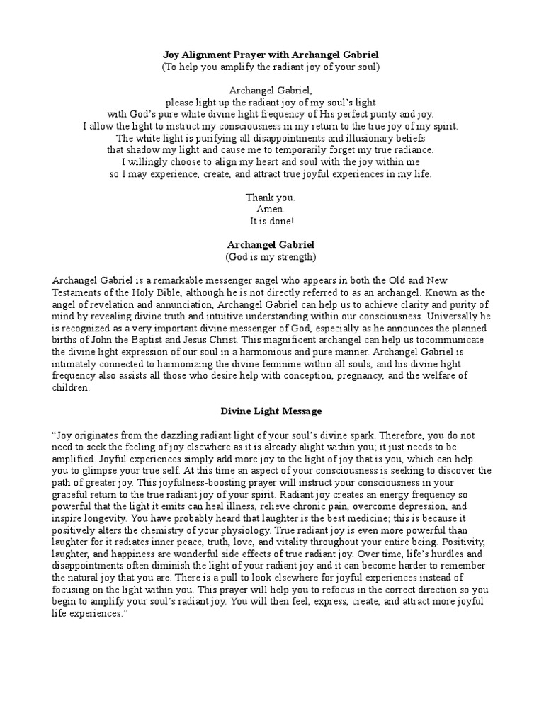 Joy Alignment Prayer With Archangel Gabriel | PDF | Gabriel | Angel