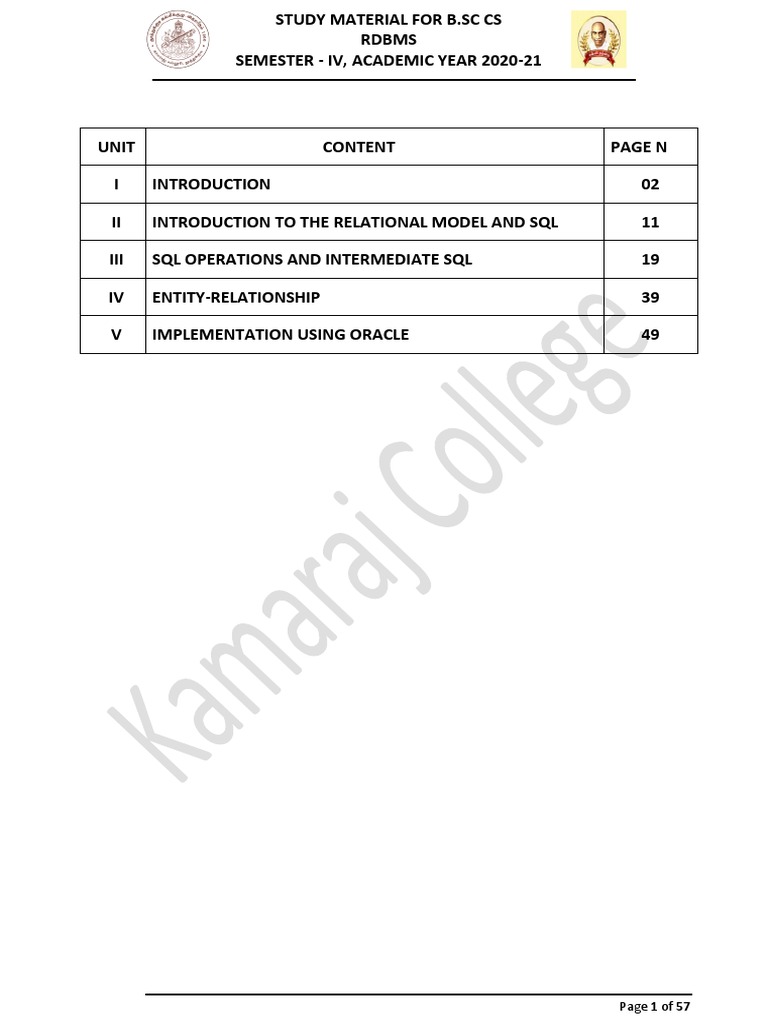 E003 Core 25 Relational Database Management System - IV Sem | PDF ...