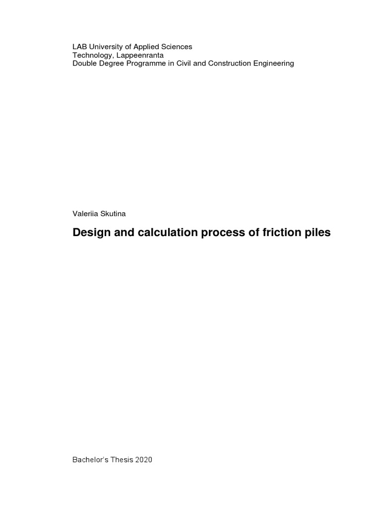 Design and Calculation Process of Friction Piles | PDF | Deep ...