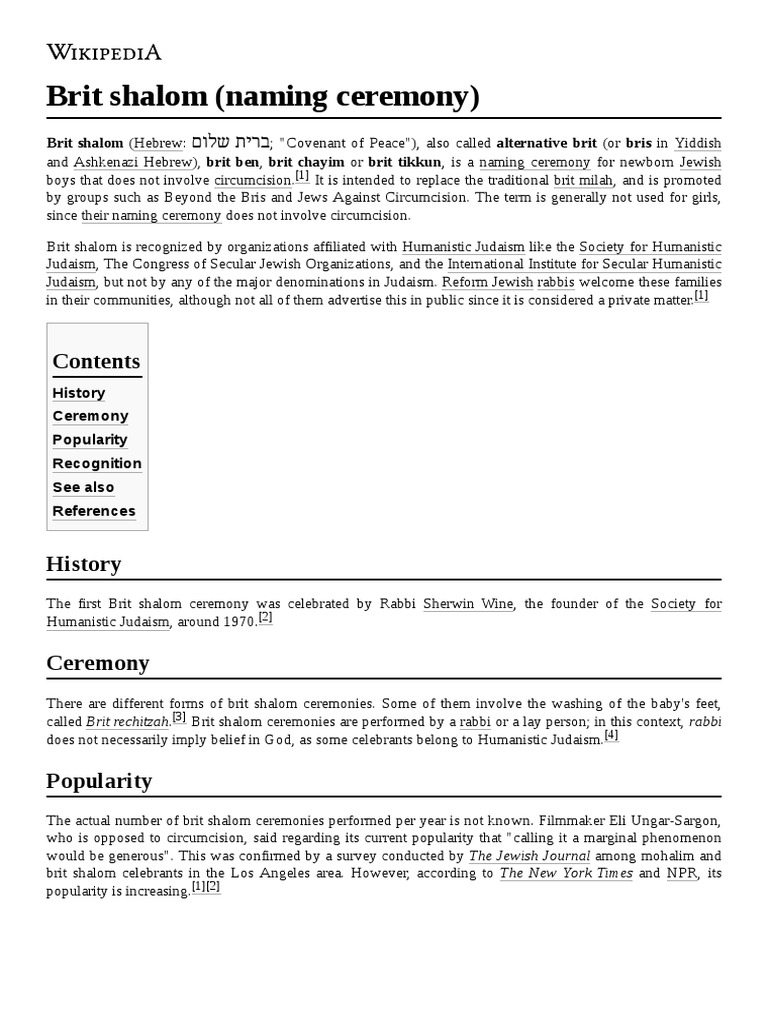 Brit Shalom (Naming Ceremony) | PDF | Jewish Religious Movements ...