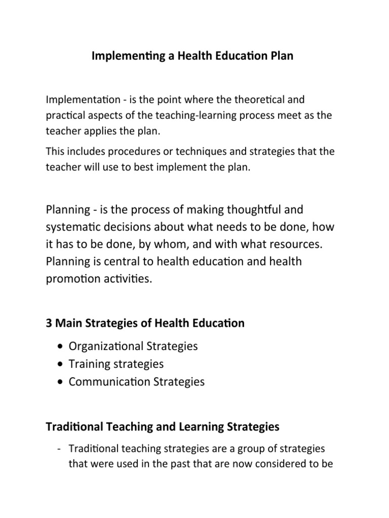 Health Education Strategies Guide | PDF | Simulation | Learning