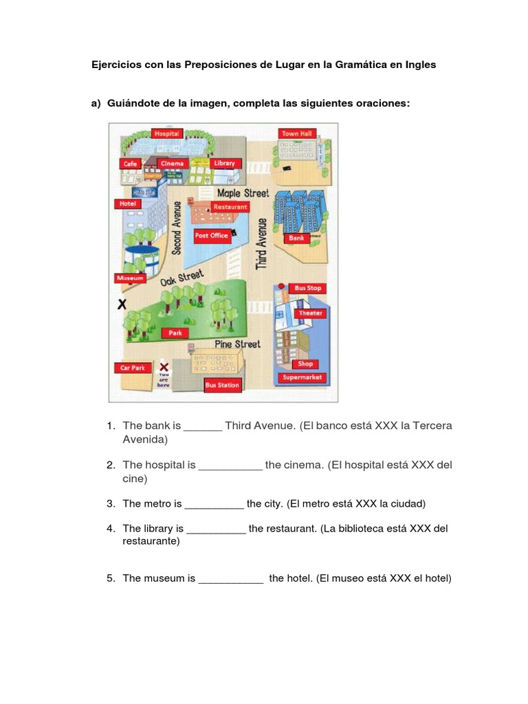 Hoja De Trabajo De Preposiciones De Lugar Preposiciones De Lugar | TPT