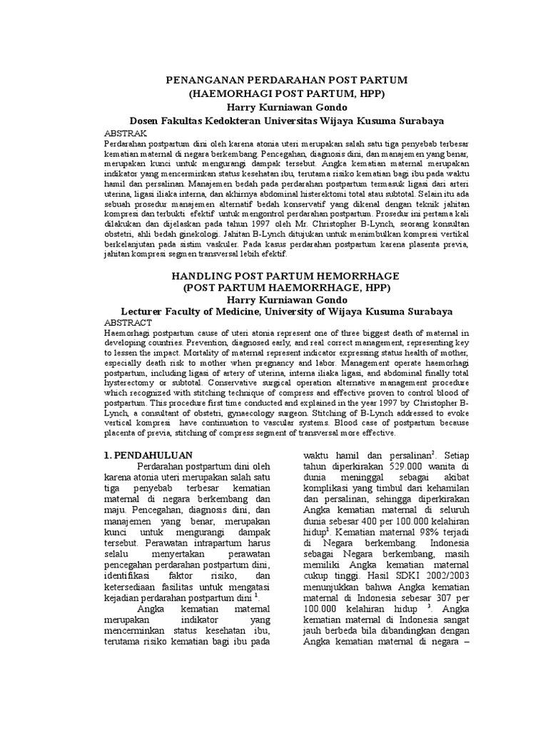 Penanganan Perdarahan Post Partum Haemor | PDF