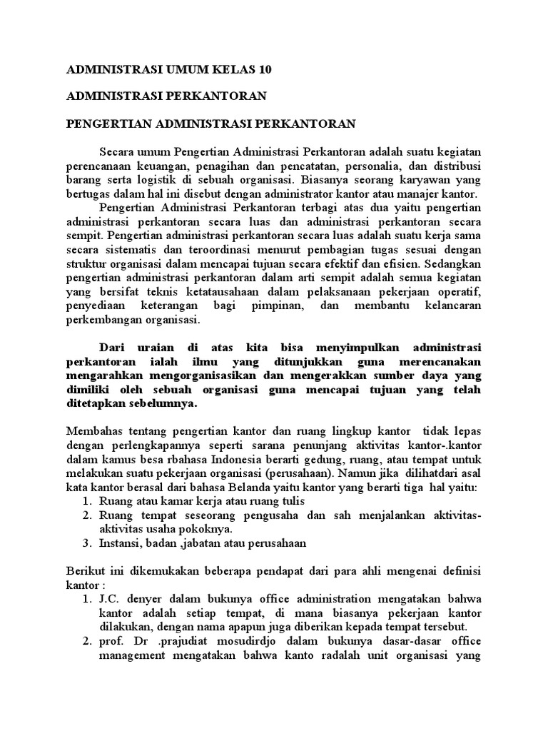 Mempelajari Fungsi dan Unsur-unsur Administrasi Perkantoran | PDF Mempelajari Fungsi dan Unsur-unsur Administrasi Perkantoran | PDF