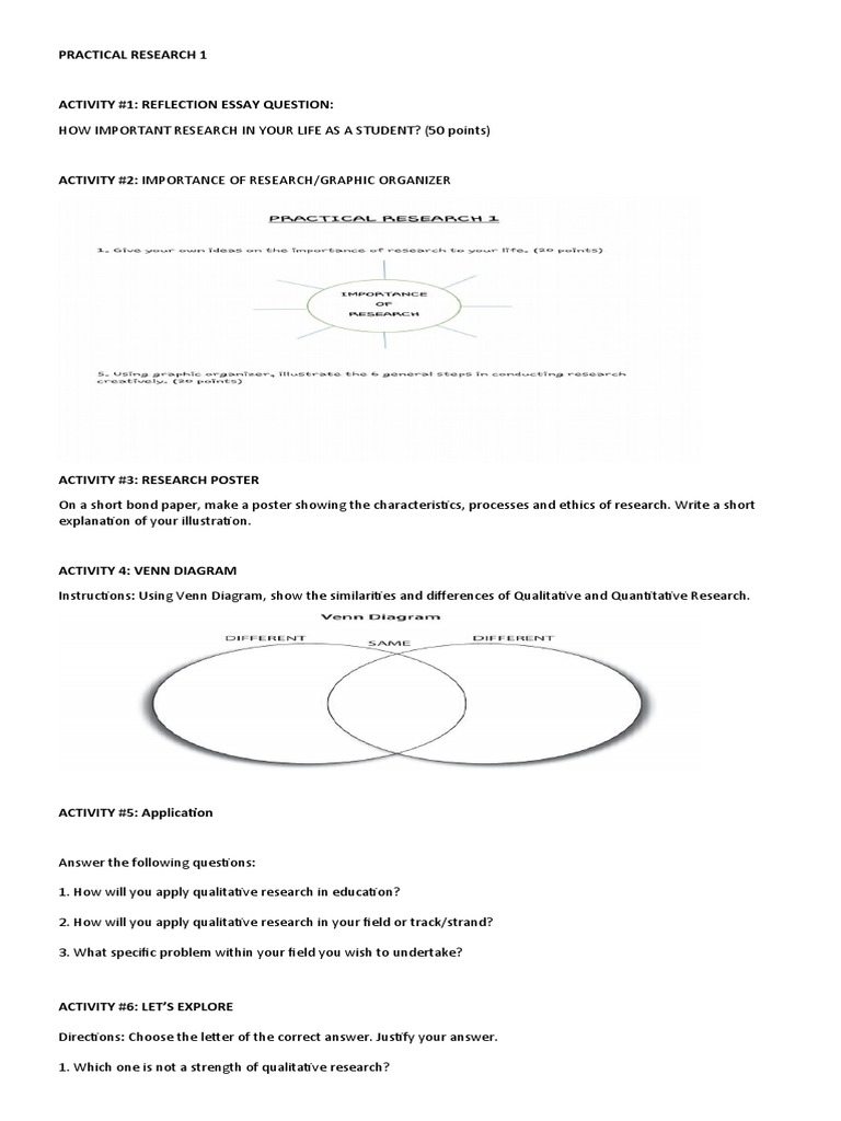 Practical Research 1 Worksheets | PDF | Qualitative Research | Methodology