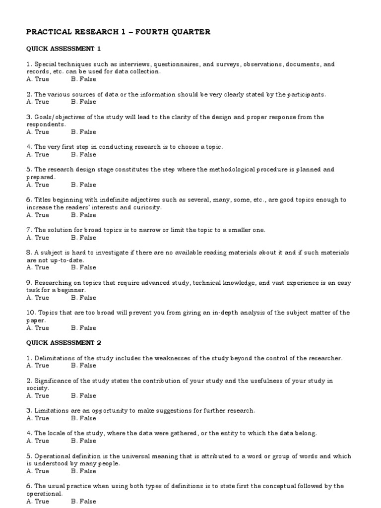 Practical Research 1 Worksheets - 4th Quarter | PDF | Question | Knowledge