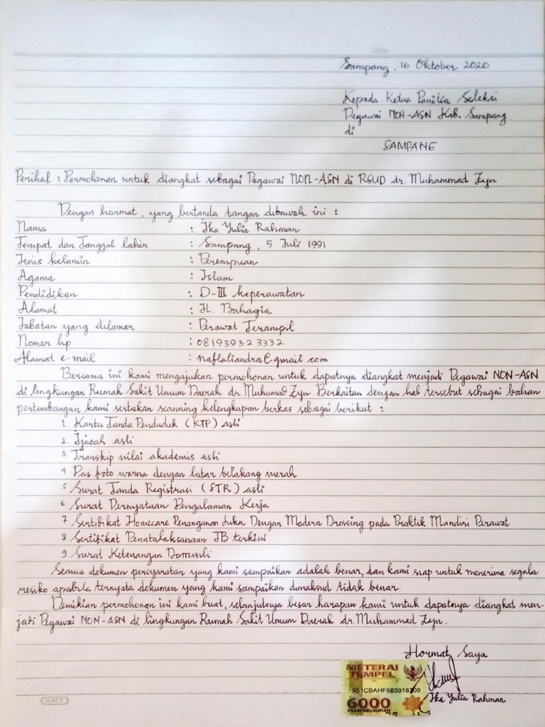 Contoh Surat Lamaran Blud | PDF