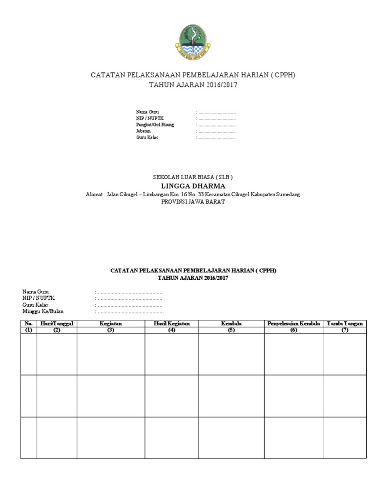 CPPH (Catatan Pelaksanaan Pembelajaran Harian) Guru | PDF