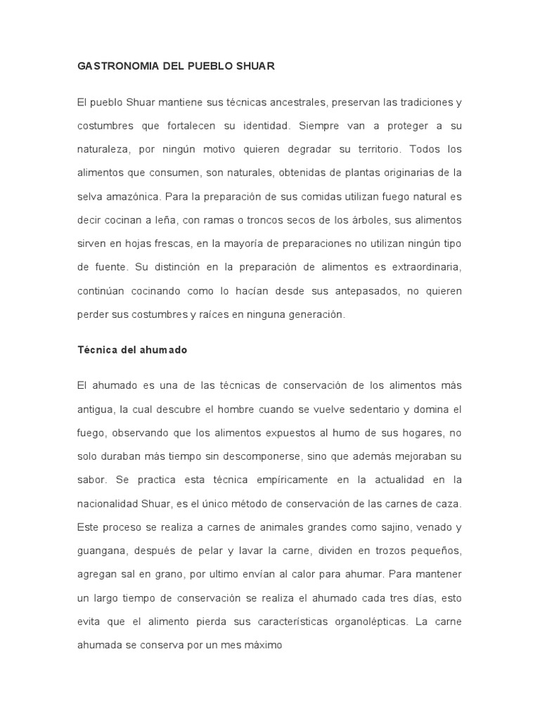 Gastronomía Tradicional Shuar | PDF | Carne | Alimentos
