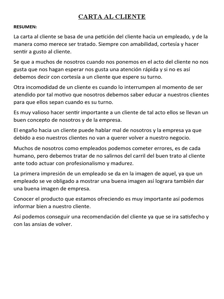 Carta Al Cliente | PDF