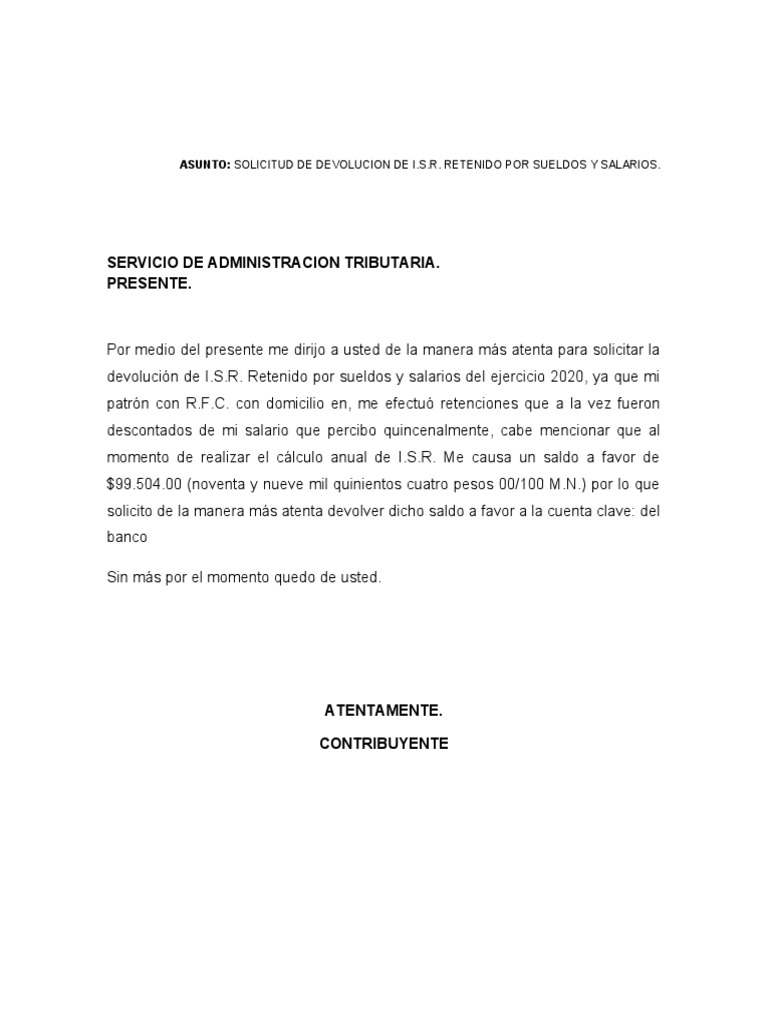 Escrito de Devolucion | PDF