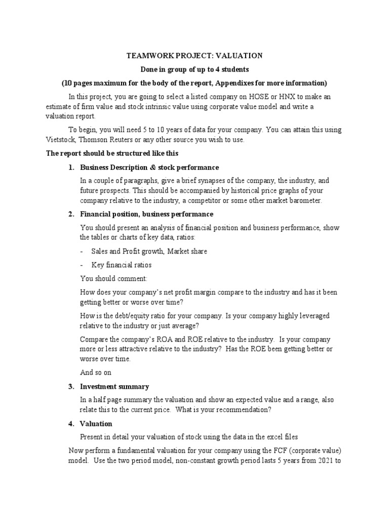 Teamwork Project - Valuation K18404CA | PDF | Cost Of Capital ...