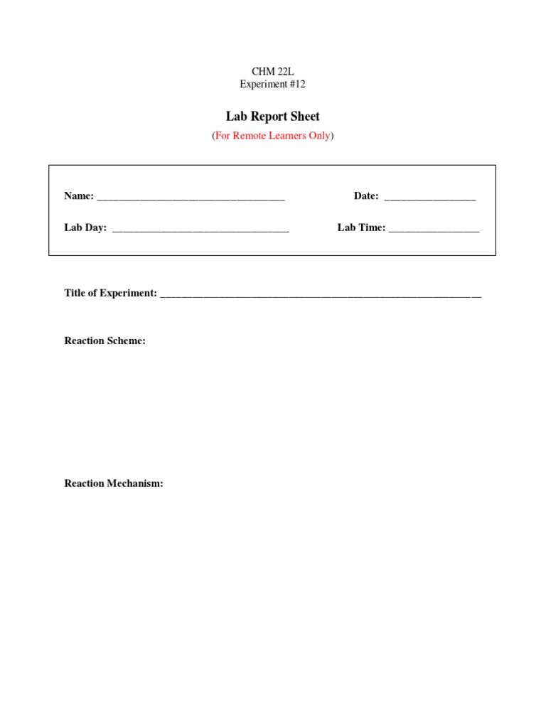 Experiment #12 - Report Sheet (Remote Learners) | PDF