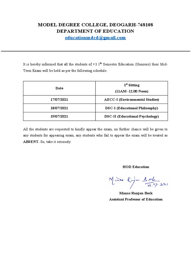 Practical Exam Notice | PDF