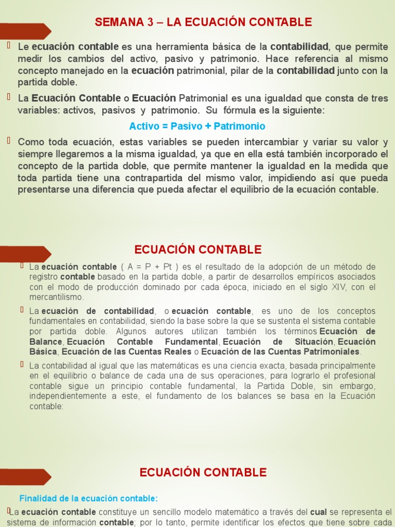 3 - La Ecuacion Contable | PDF | Contabilidad | Ecuaciones