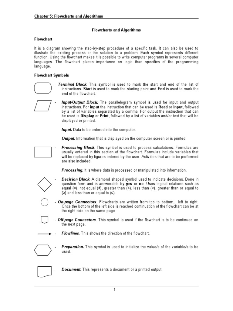 Chapter 5 - Flowcharts and Algorithms | PDF | Algorithms | Computer Program