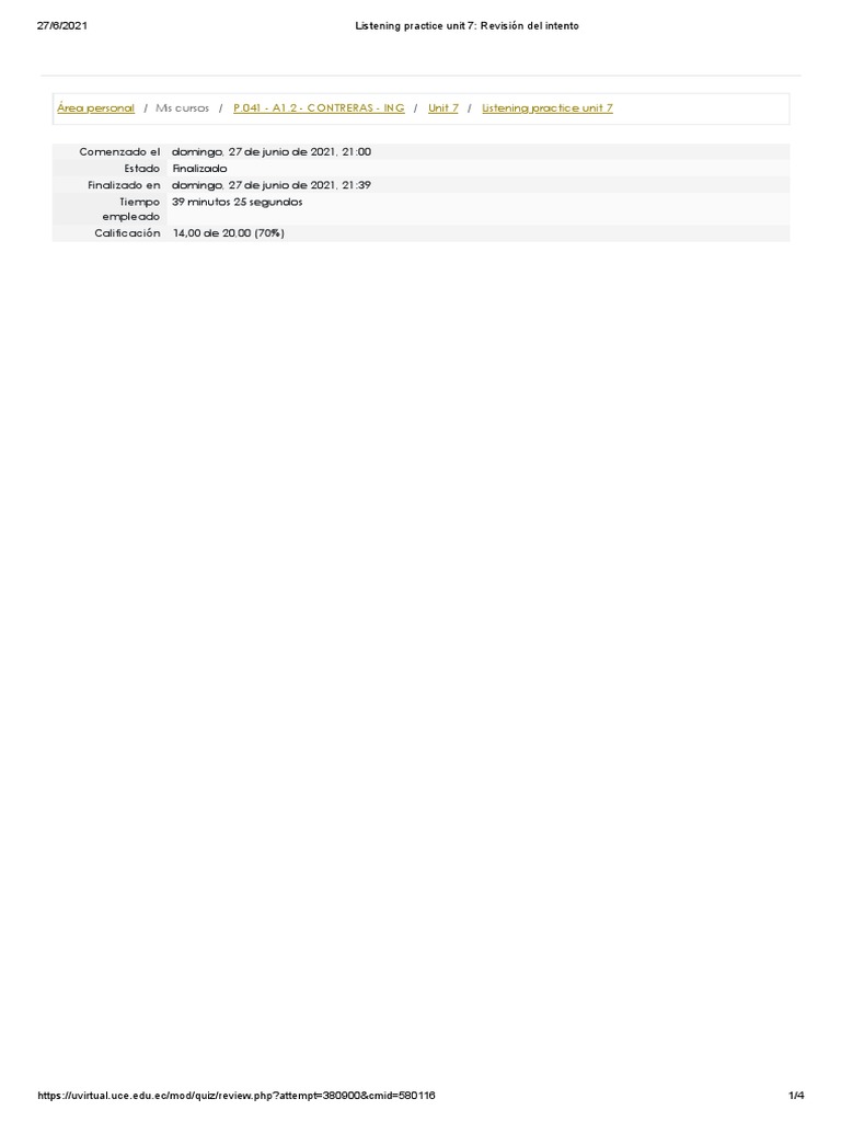 Listening Practice Unit 7 - Revisión Del Intento | PDF | Business ...