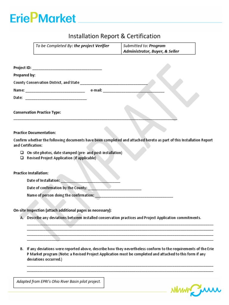 Installation Report & Certification Template | PDF | Business