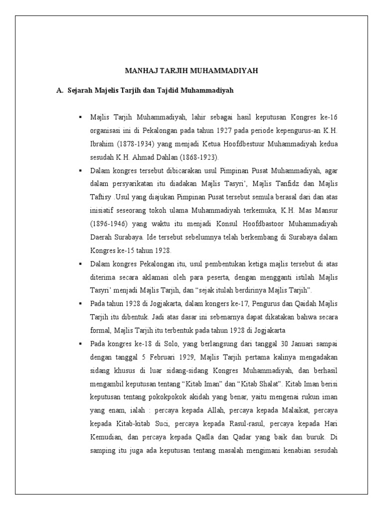 Manhaj Tarjih Muhammadiyah | PDF