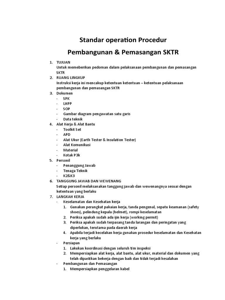 Standar Operation Procedure SKTR | PDF