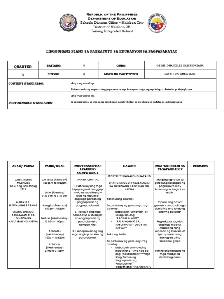 WLP 3RD QRTR Week 2 Esp 8 | PDF